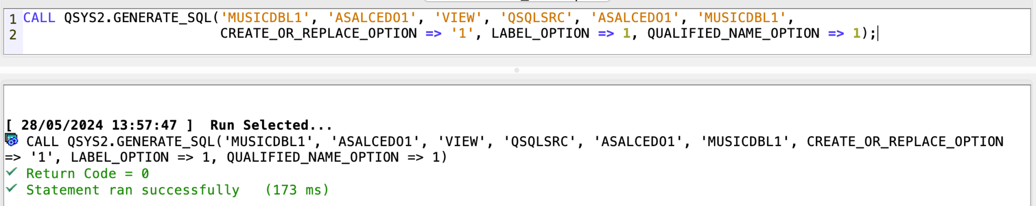 QSYS2.GENERATE_SQL stored procedure – CPTServ